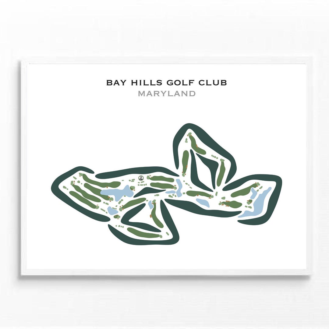 Bay Hills Golf Club, MD Golf Course Map Wall Art, Golf Map Art Poster ...