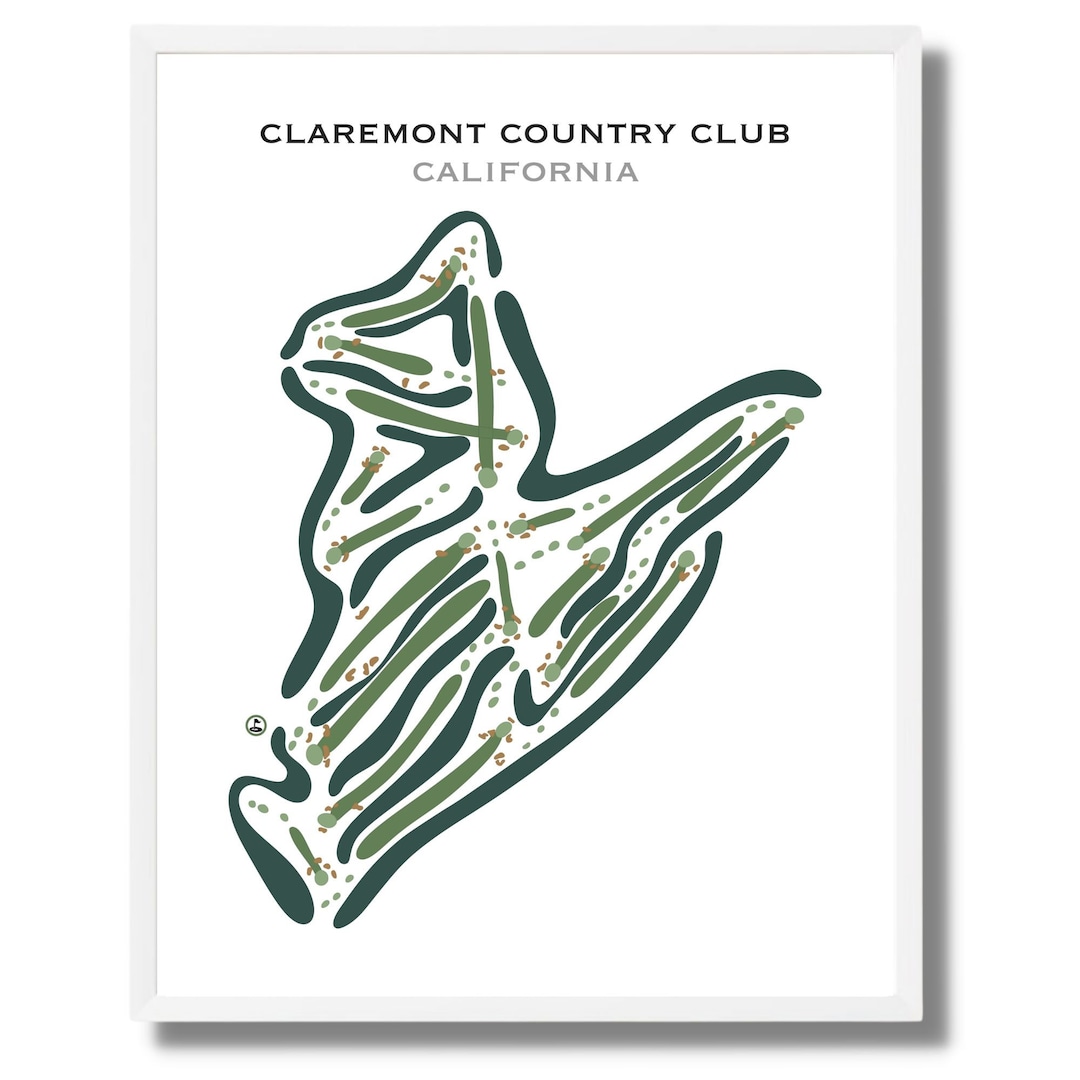 Claremont Country Club, CA Golf Course Map Wall Art, Golf Map Canvas ...