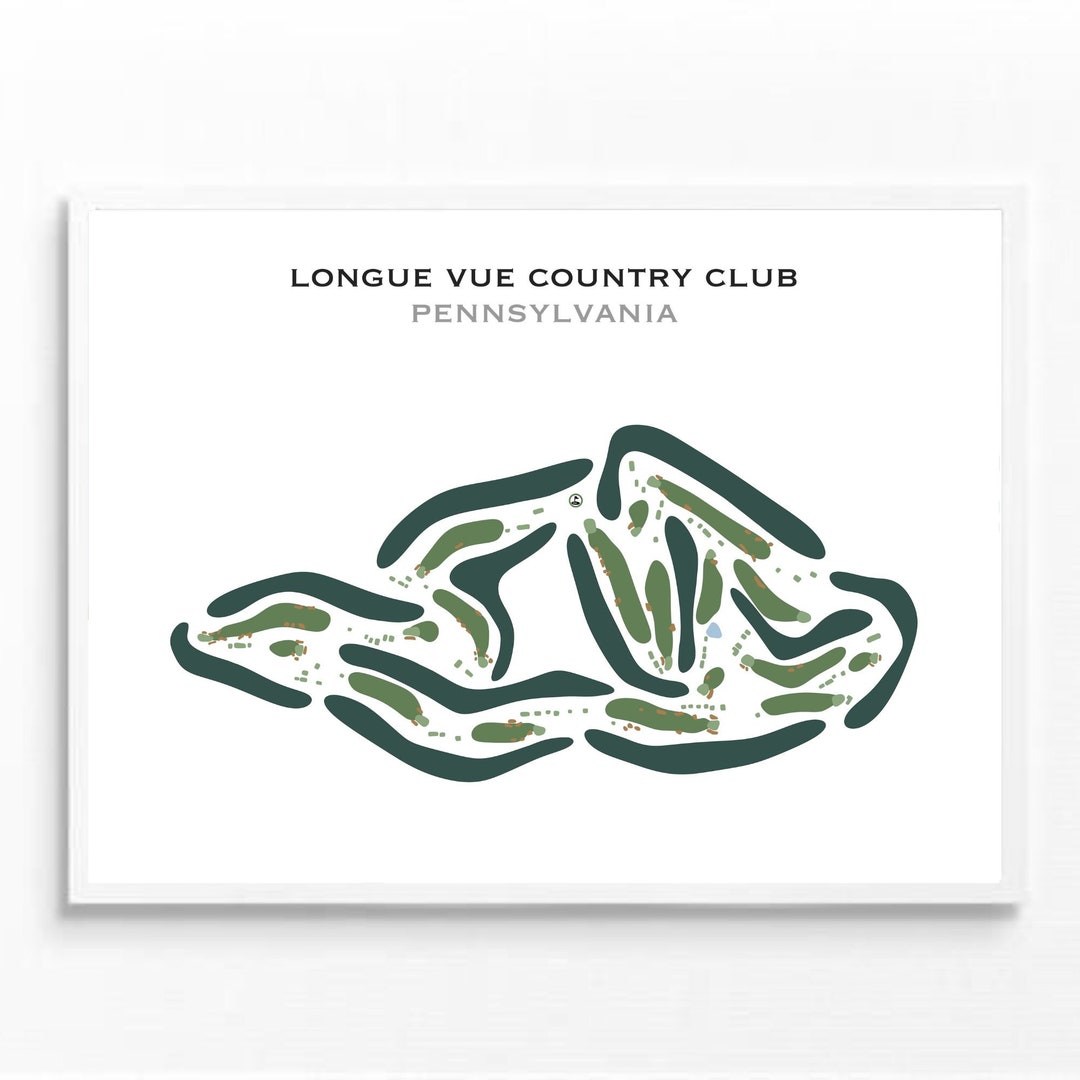 Longue Vue Country Club, PA | Golf Course Map, Golf Map, Golfer Gift ...