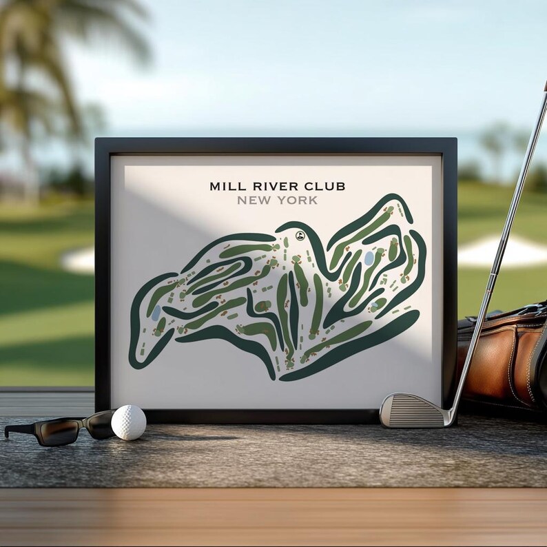Mill River Club, NY | Golf Course Map, Golf Wall Art, Golf Décor ...
