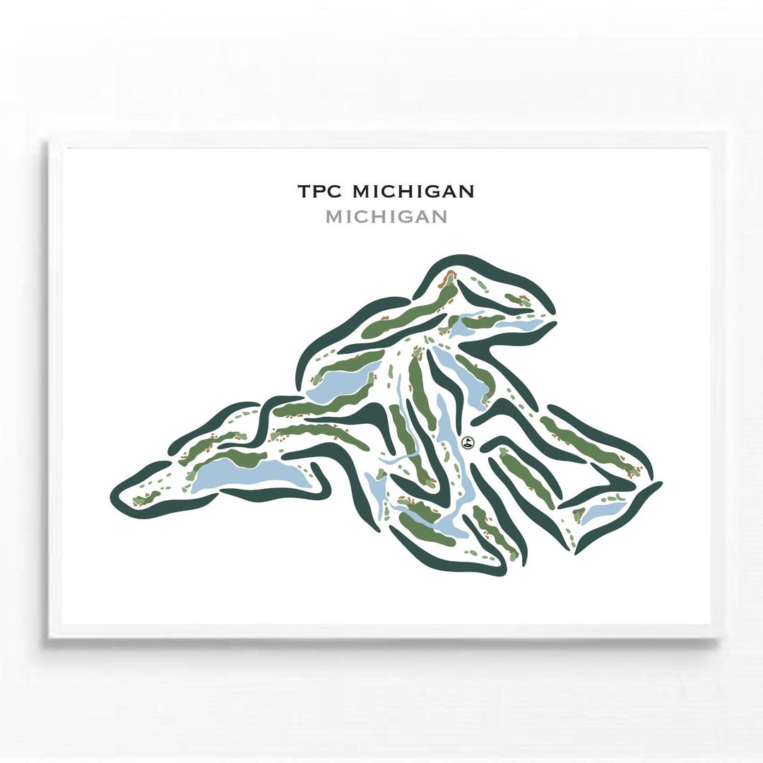 TPC Michigan, Michigan | Golf Course Map, Golf Map, Golfer Gift for Him ...