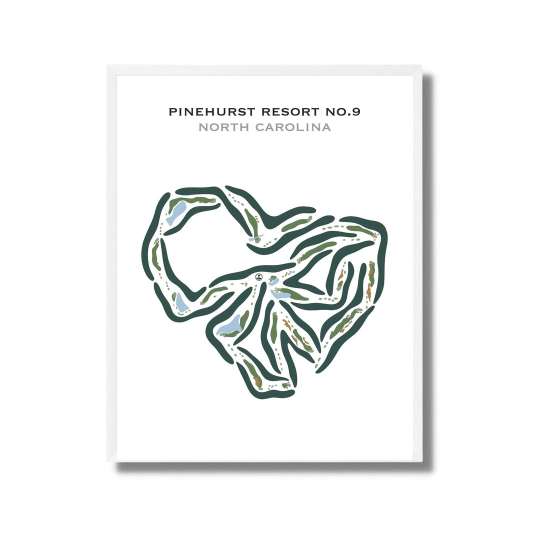 Pinehurst Resort No. 9, NC | Golf Course Map Wall Art, Golf Map Canvas ...