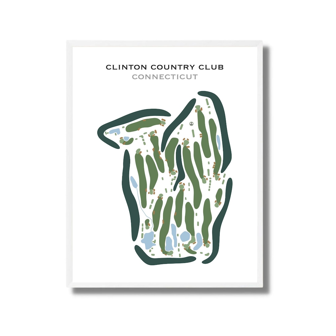 Clinton Country Club, CT Golf Course Map Canvas, Golf Map Art Poster ...
