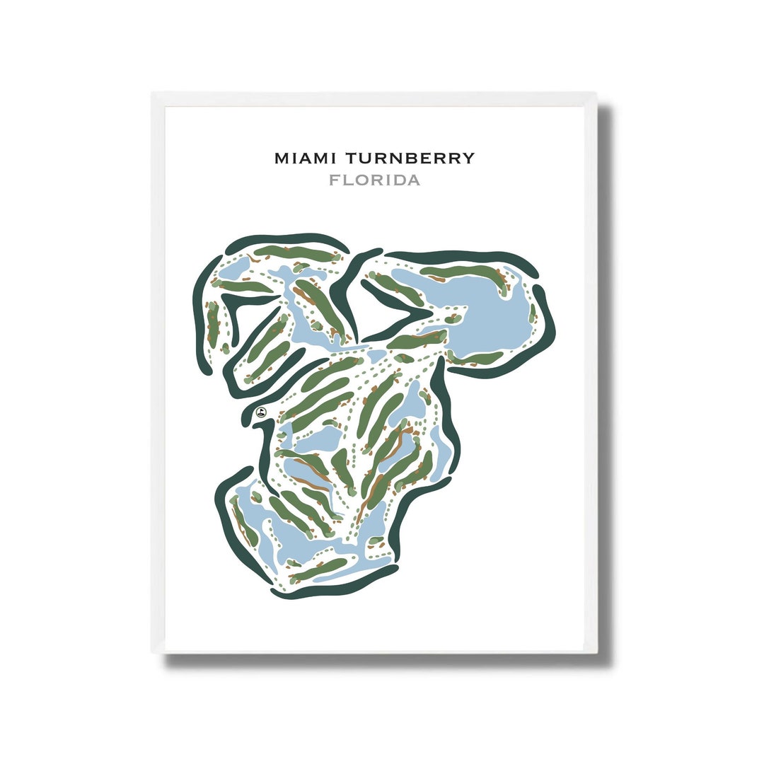 Miami Turnberry Golf Course Watercolor Map Print - Etsy