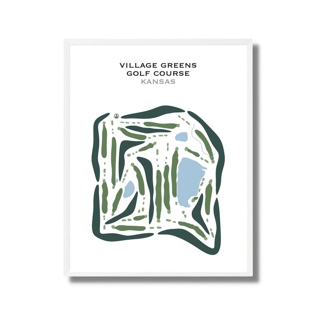 Golf Club Prints- Village Greens Kansas Golf Course Map | Unframed Golf ...