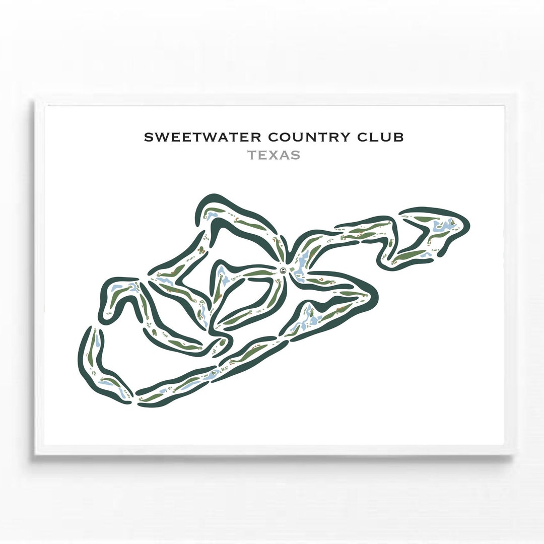Sweetwater Country Club, Texas, Golf Course Map, Golf Home Décor Gift ...
