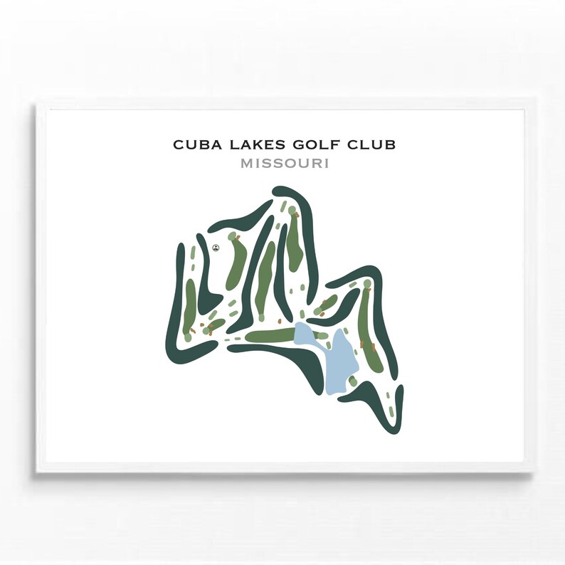 Cuba Lakes Golf Club, MO Golf Course Map Wall Art, Golf Map Canvas ...
