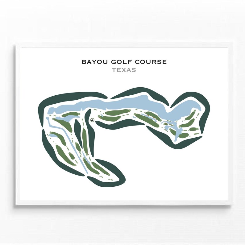Bayou Golf Course, Texas | Golf Course Map, Golf Map, Golfer Gift for ...