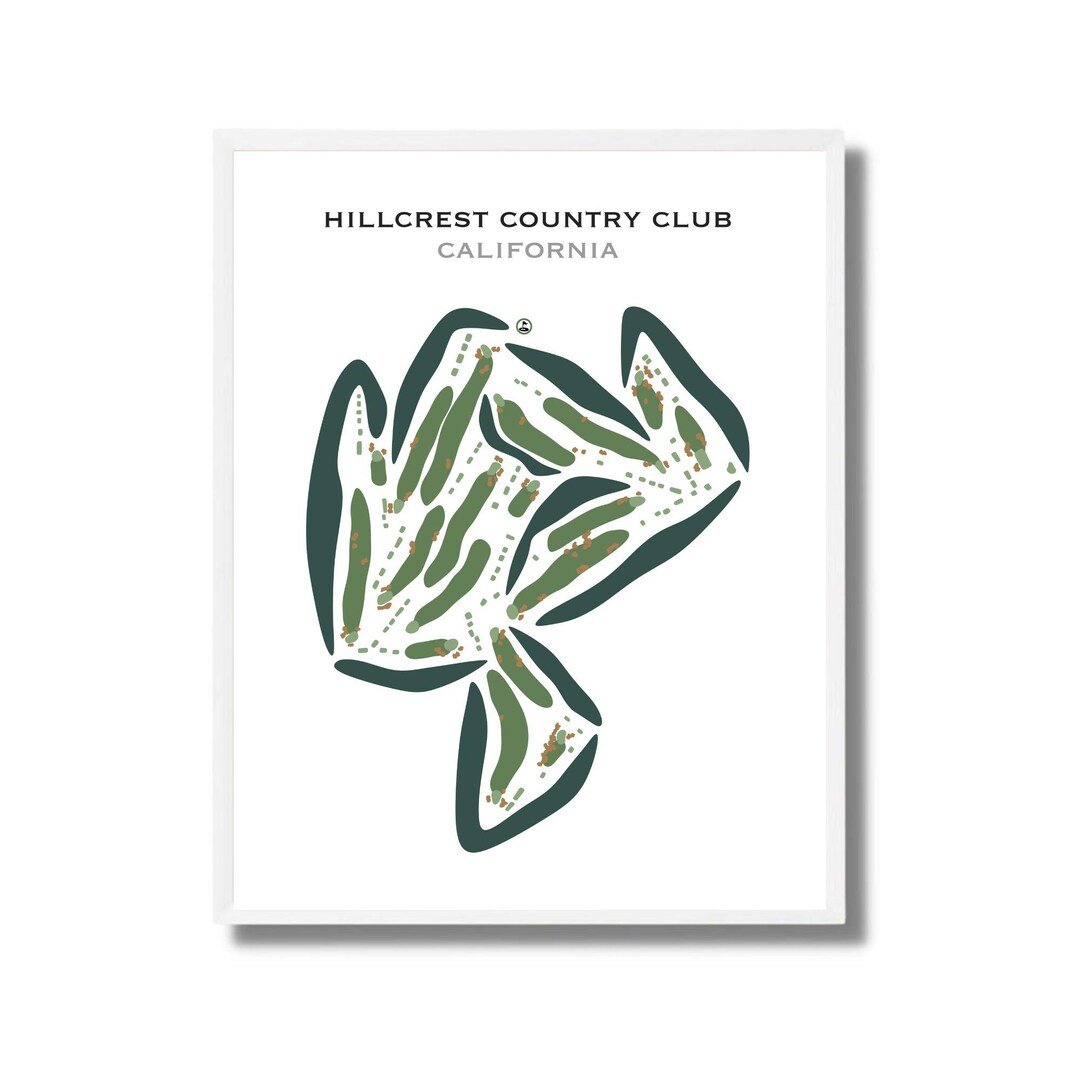 Hillcrest Country Club, CA | Golf Course Map, Golf Map, Golfer Gift for ...