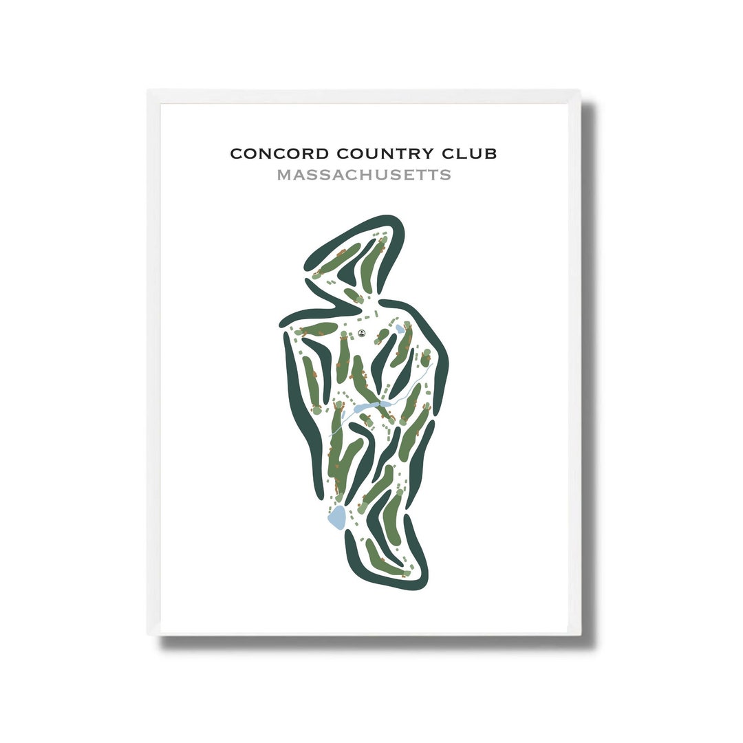 Concord Country Club, MA | Golf Course Map, Golf Map, Golfer Gift for ...