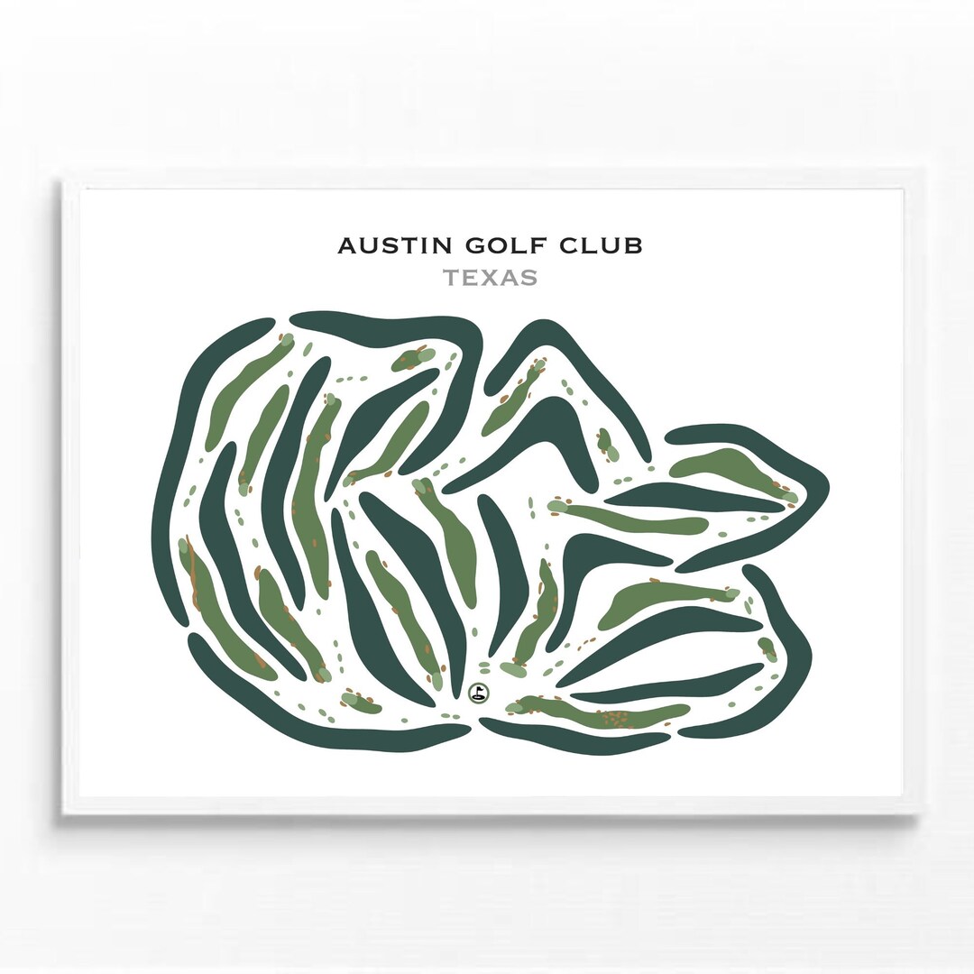 Golf Club Prints- Austin Texas Golf Course Map | Golf Course Wall Art ...
