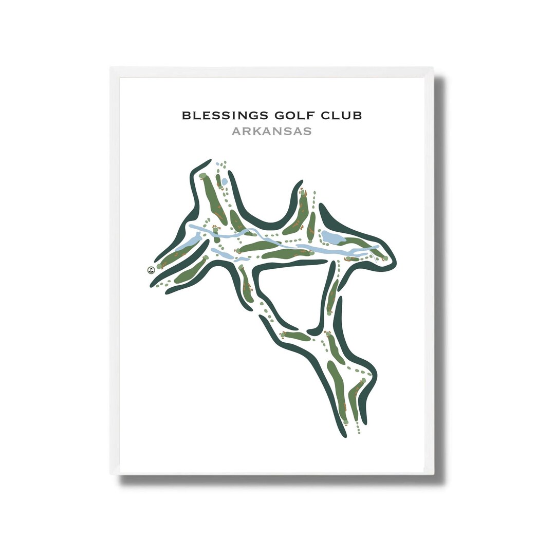 Golf Club Prints- Blessing Club Arkansas Golf Course Map | Golf Course ...