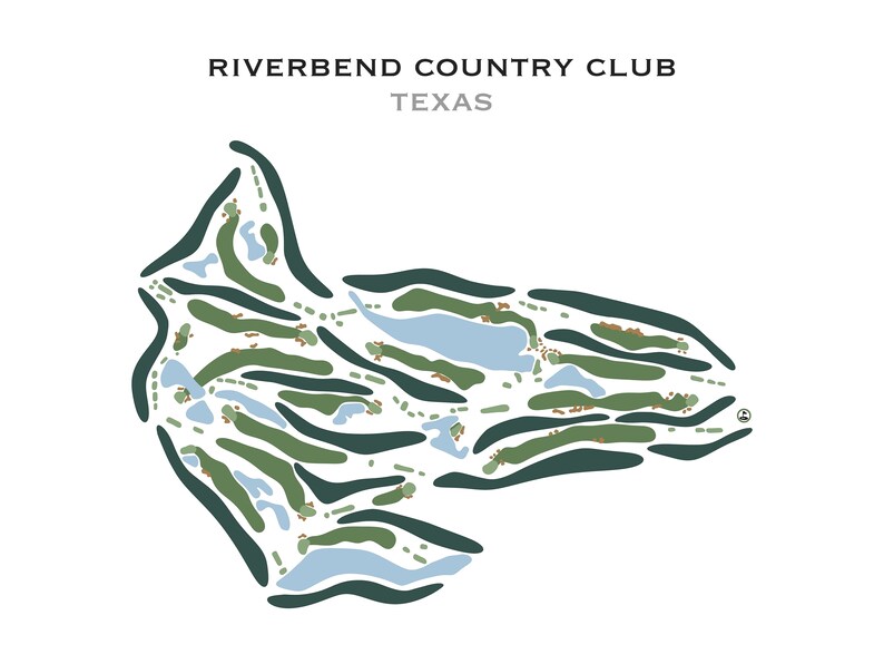 Riverbend Country Club, Texas golf Course Map, Home Decor, Golfer Gift ...