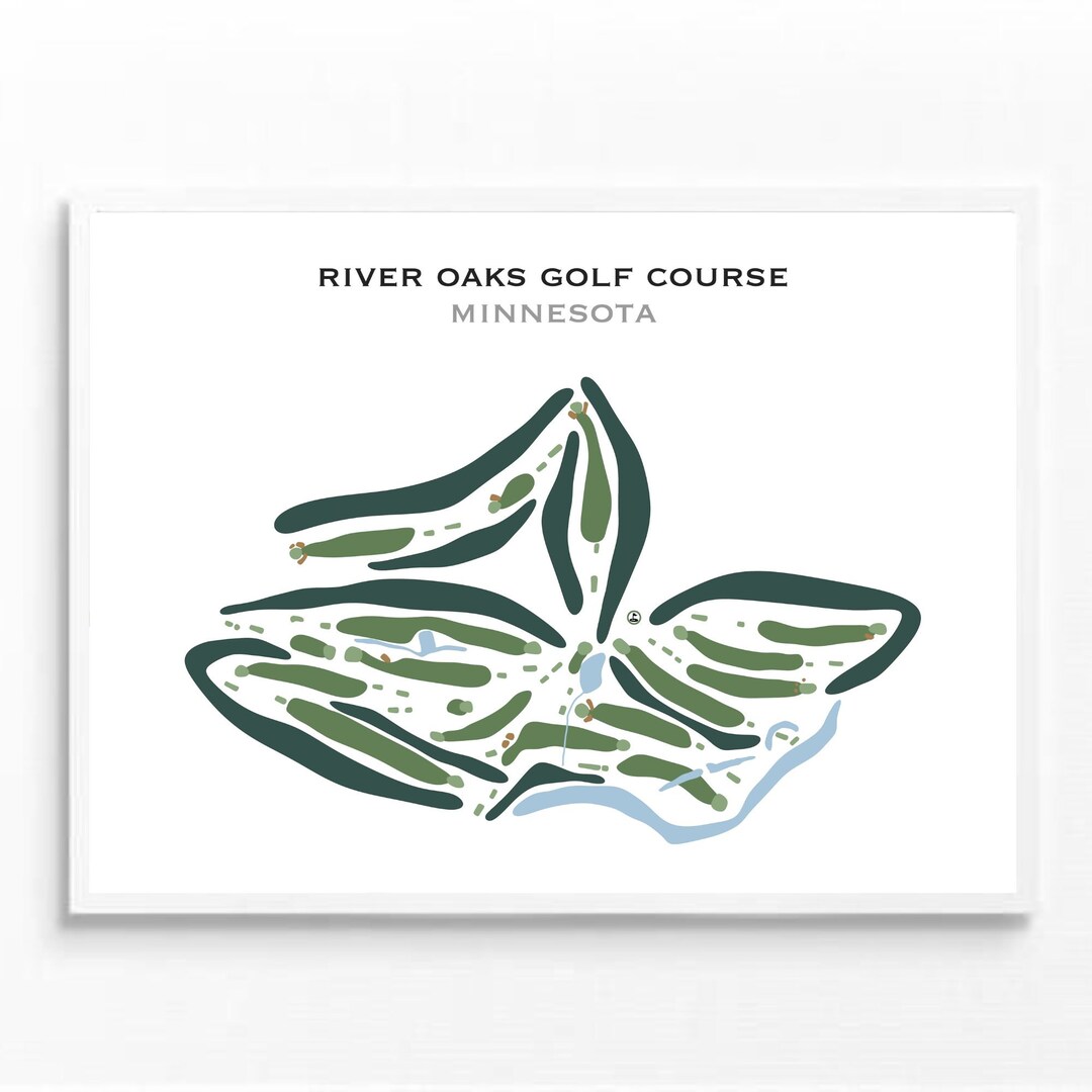 River Oaks Golf Course, MN Golf Course Map Wall Art, Golf Map Canvas ...
