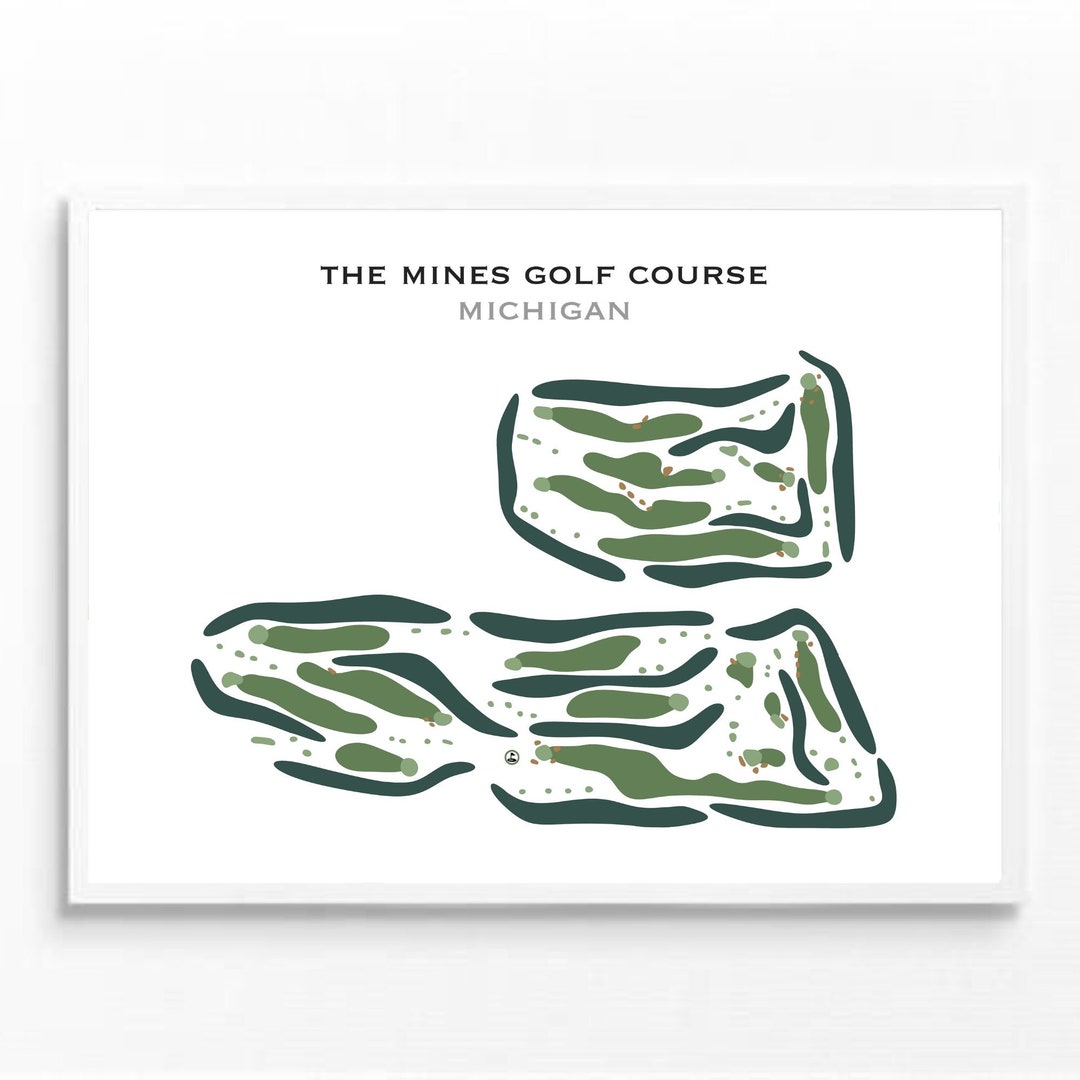 The Mines Golf Course, MI | Golf Course Map, Golf Map, Golfer Gift for ...