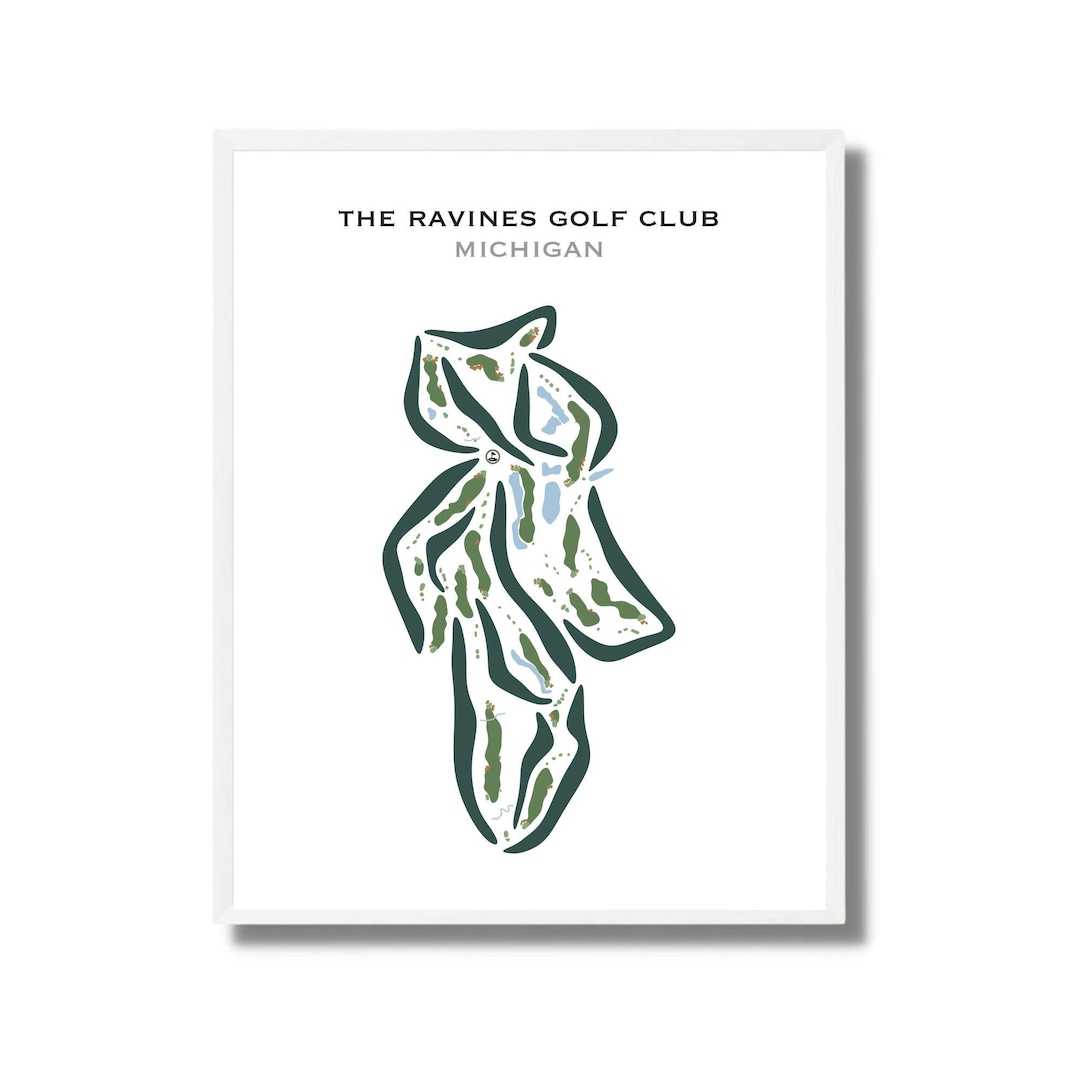 The Ravines Golf Club, MI | Golf Course Map, Golf Map, Golfer Gift for ...