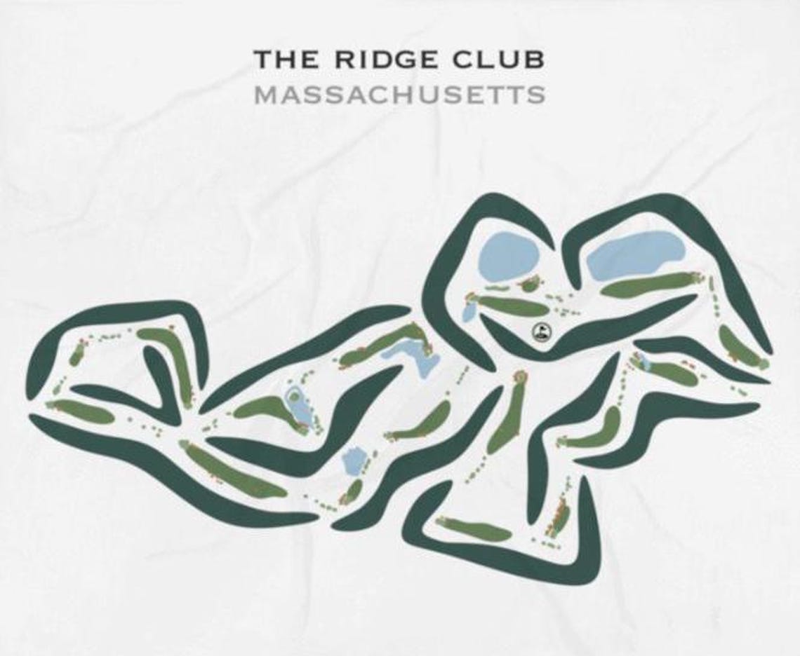 The Ridge Club, MA | Golf Course Map, Golf Map, Golfer Gift for Him ...