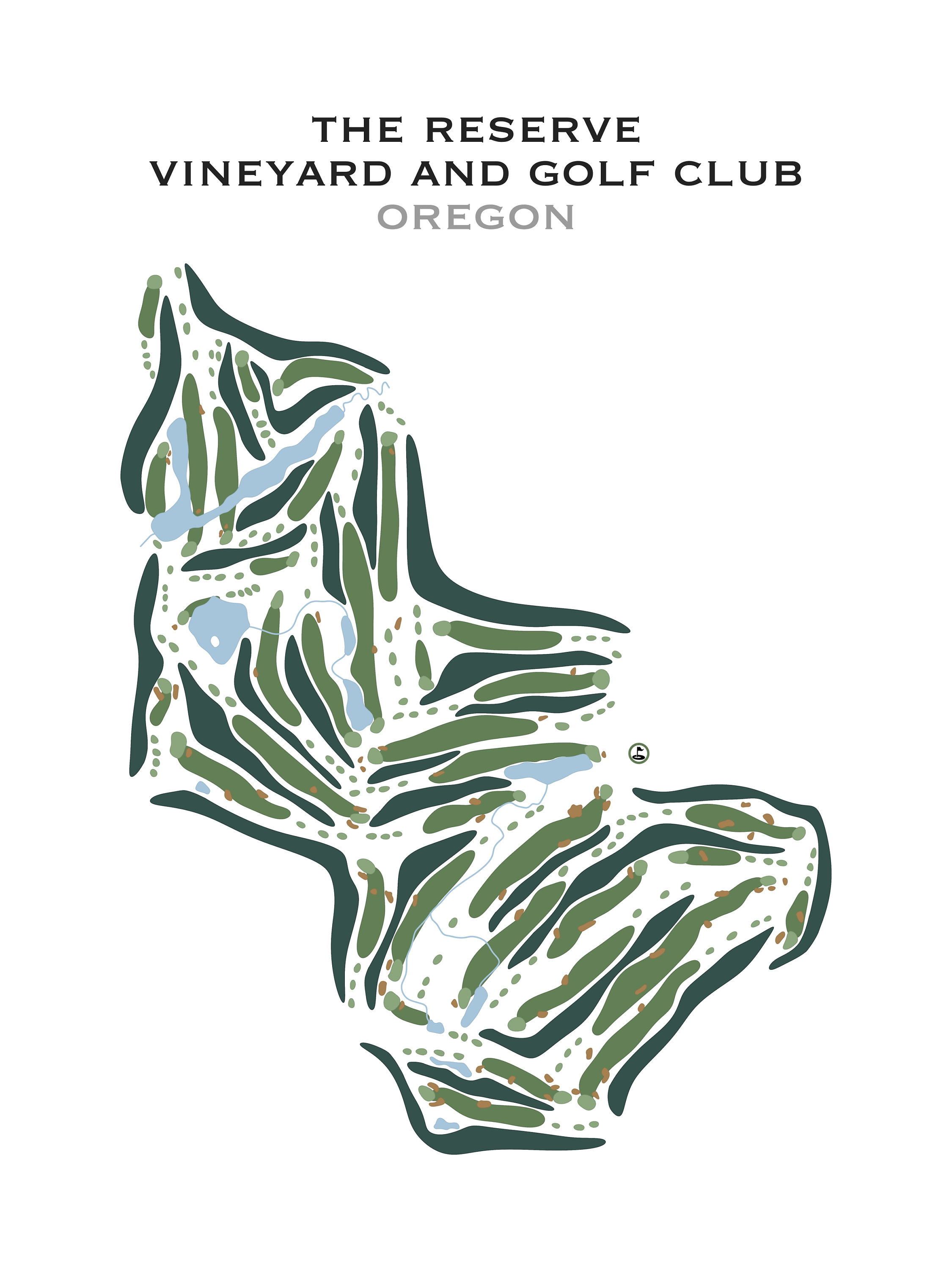 The Reserve Vineyard and Golf Club, OR Golf Course Map, Golfer Gift for ...
