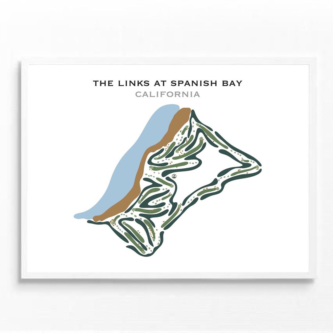 The Links at Spanish Bay, CA Golf Course Map Wall Art, Golfer Lover ...