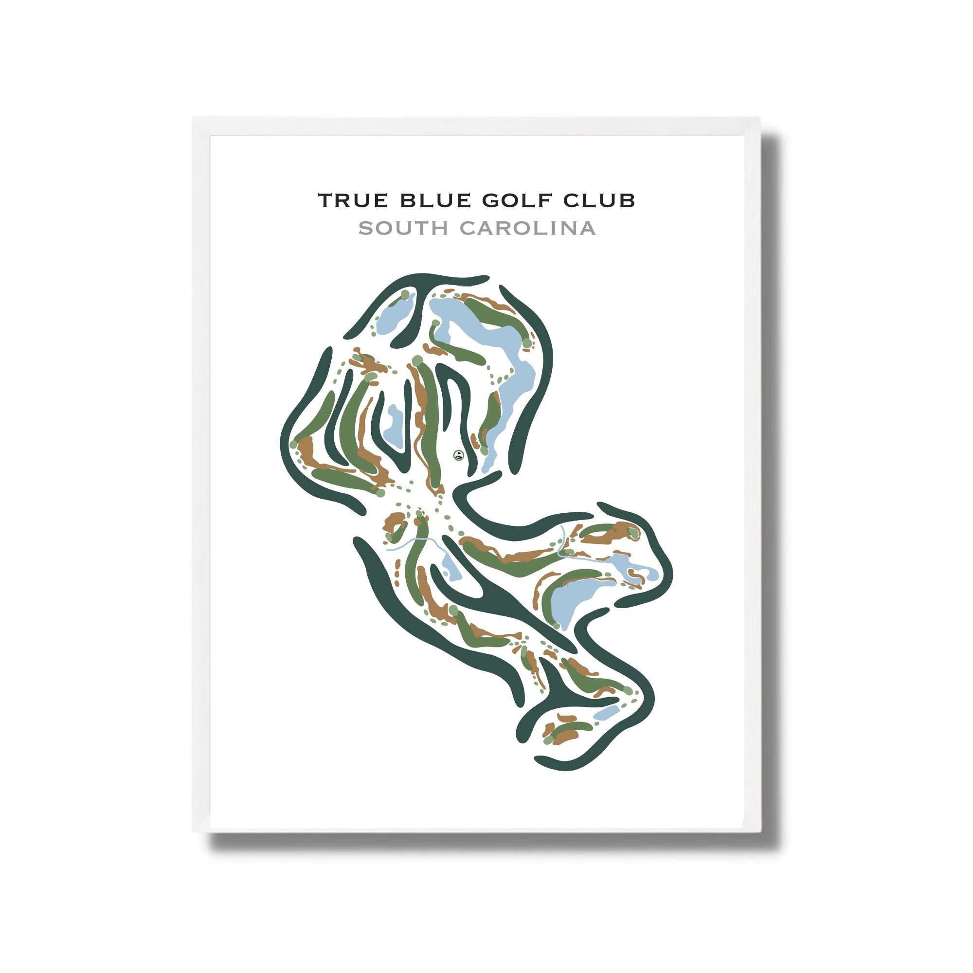 True Blue Golf Club, SC Golf Course Map, Home Decor, Golfer Gift for ...