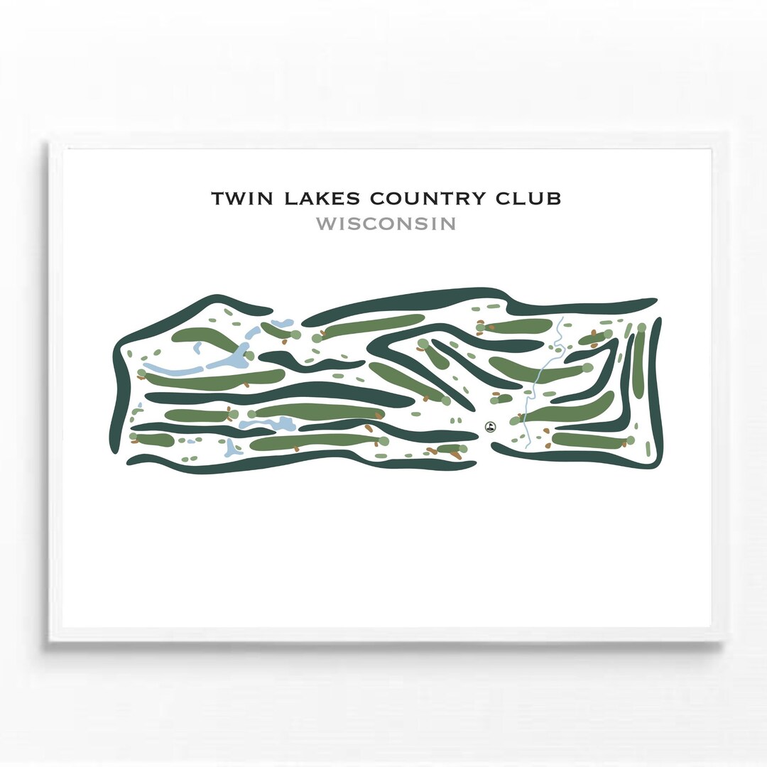 Twin Lakes Country Club, WI Golf Course Map Wall Art, Golfer Lover Gift ...