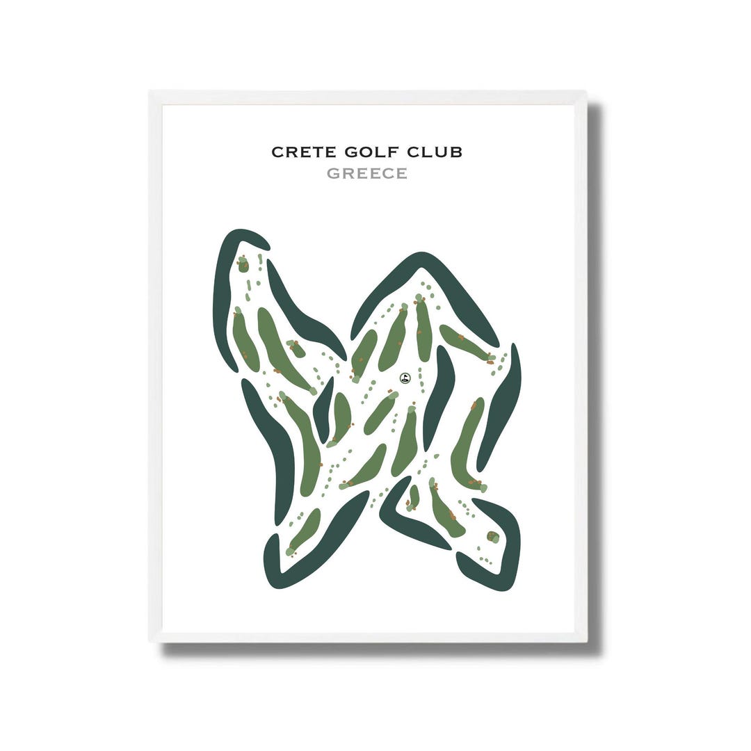 Crete Golf Club, Greece Golf Course Map Canvas, Golf Map Wall Art, Golf ...