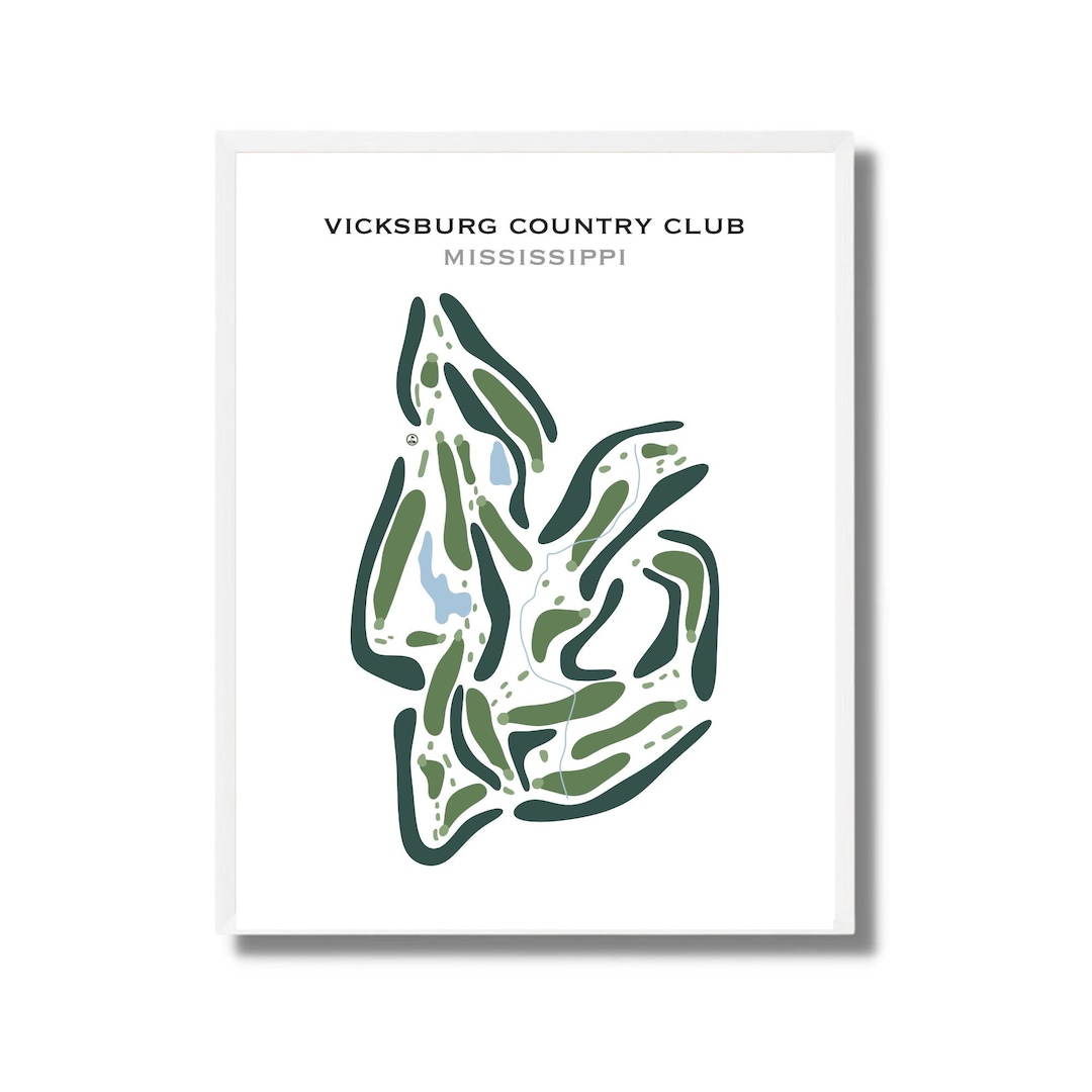 Vicksburg Country Club, MS | Golf Course Map, Golf Map, Golfer Gift for ...