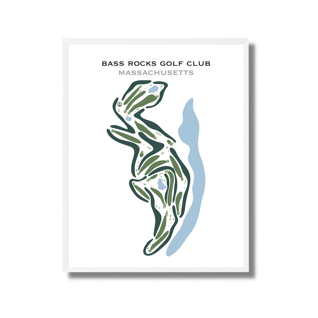 Bass Rocks Golf Club, MA Golf Course Map Wall Art, Golf Map Decor, Golf ...
