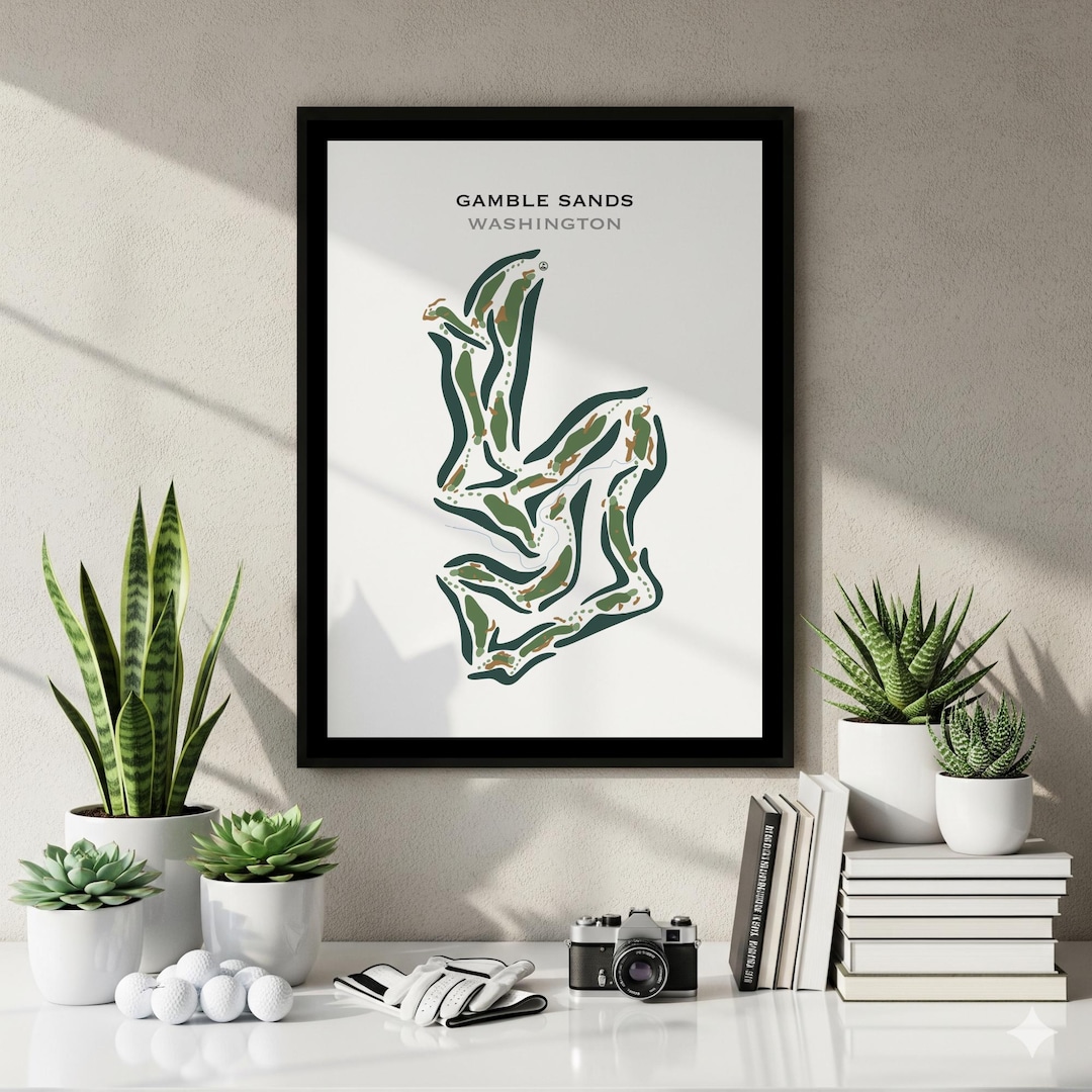 Gamble Sands, Washington Golf Course Map Wall Art, Golf Map Canvas ...