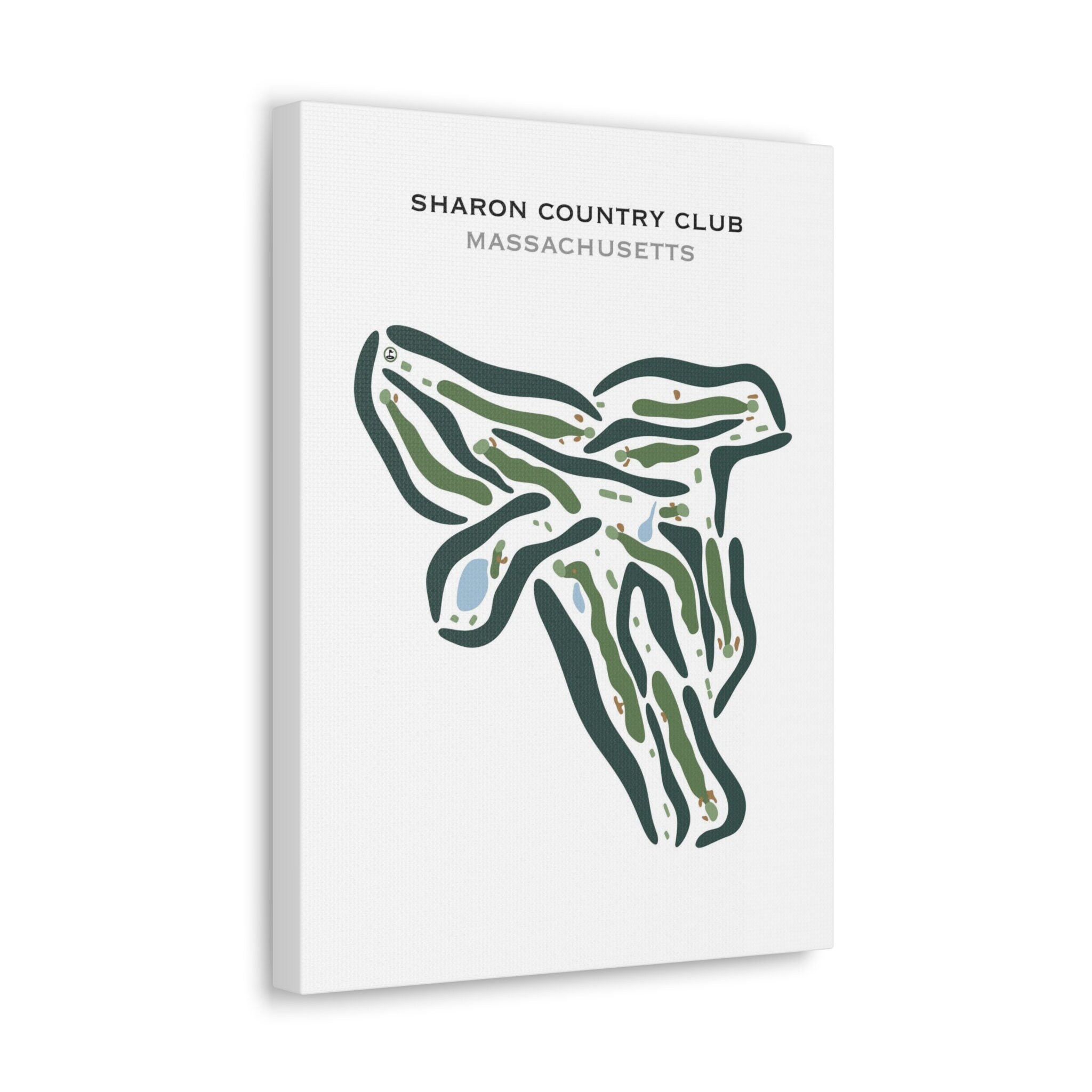 Sharon Country Club, MA Golf Course Map Wall Art, Golf Map Canvas, Golf ...