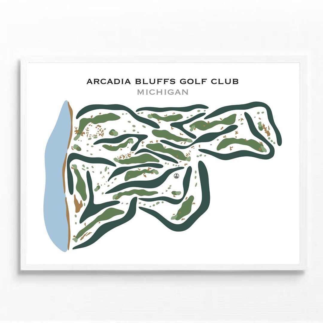Golf Course Prints | Arcadia Bluffs, Michigan Golf Course Map, Golfer ...
