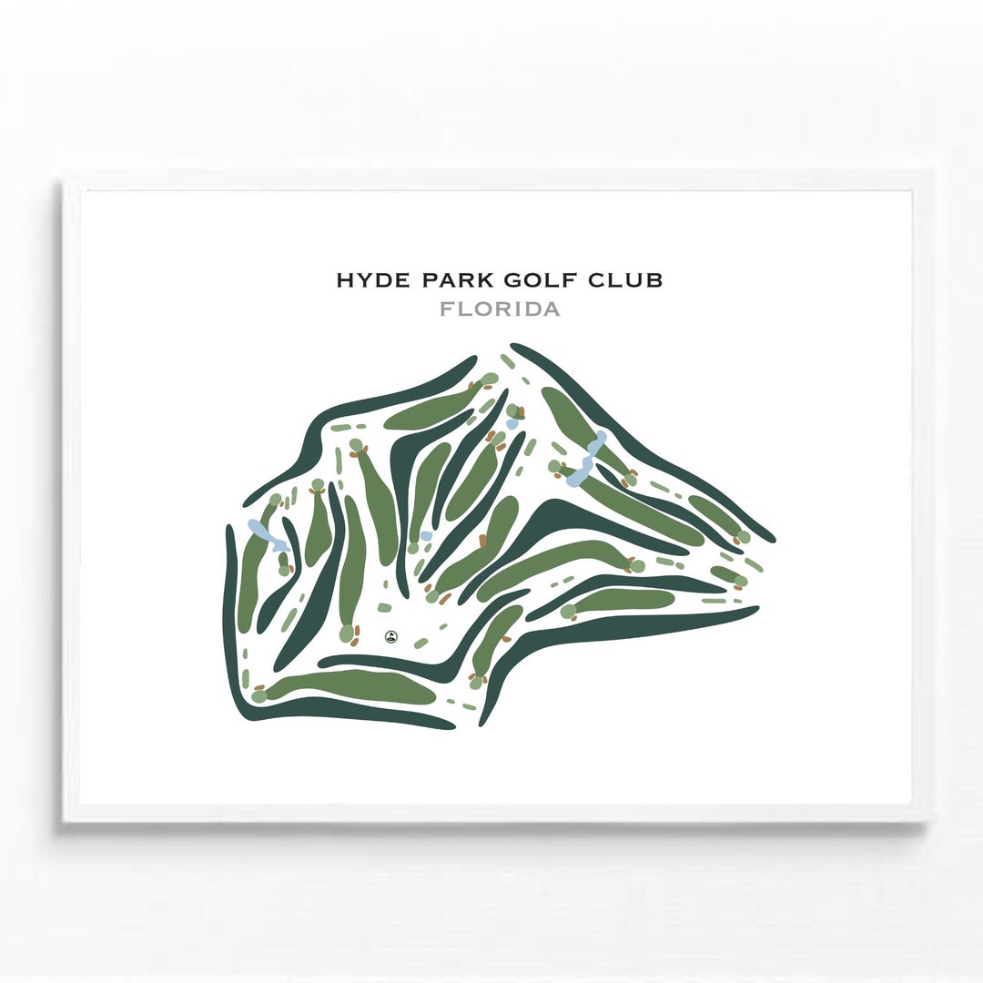 Hyde Park Golf Club, Florida | Golf Course Map, Golf Map, Golfer Gift ...