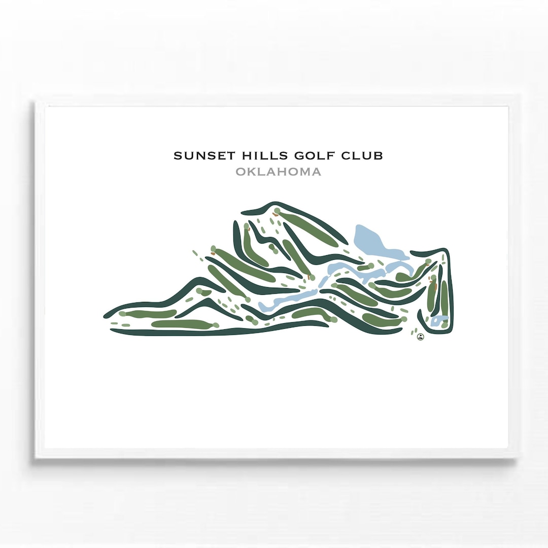 Sunset Hills Golf Club, OK Golf Course Map Wall Art, Golf Map Canvas ...