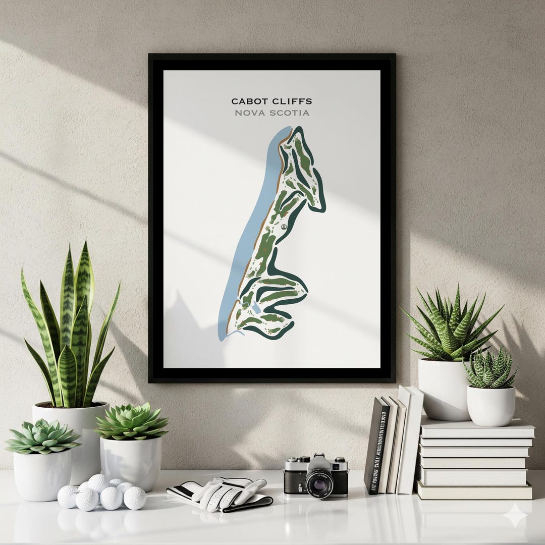 Cabot Cliffs, Canada Golf Course Map Canvas, Golf Gifts for Women, Golf ...