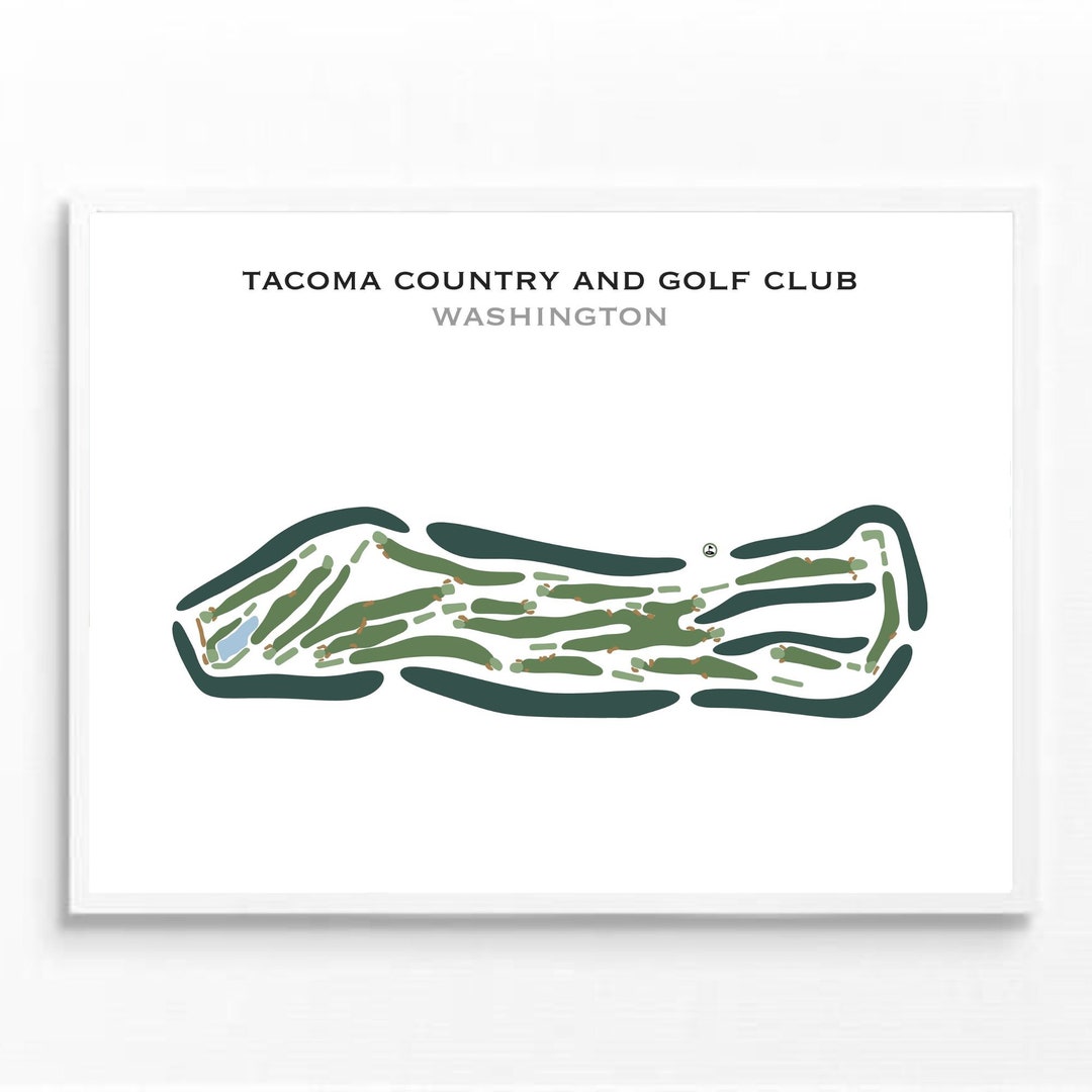 Tacoma Country & Golf Club, WA Golf Course Map Wall Art, Golfer Lover ...