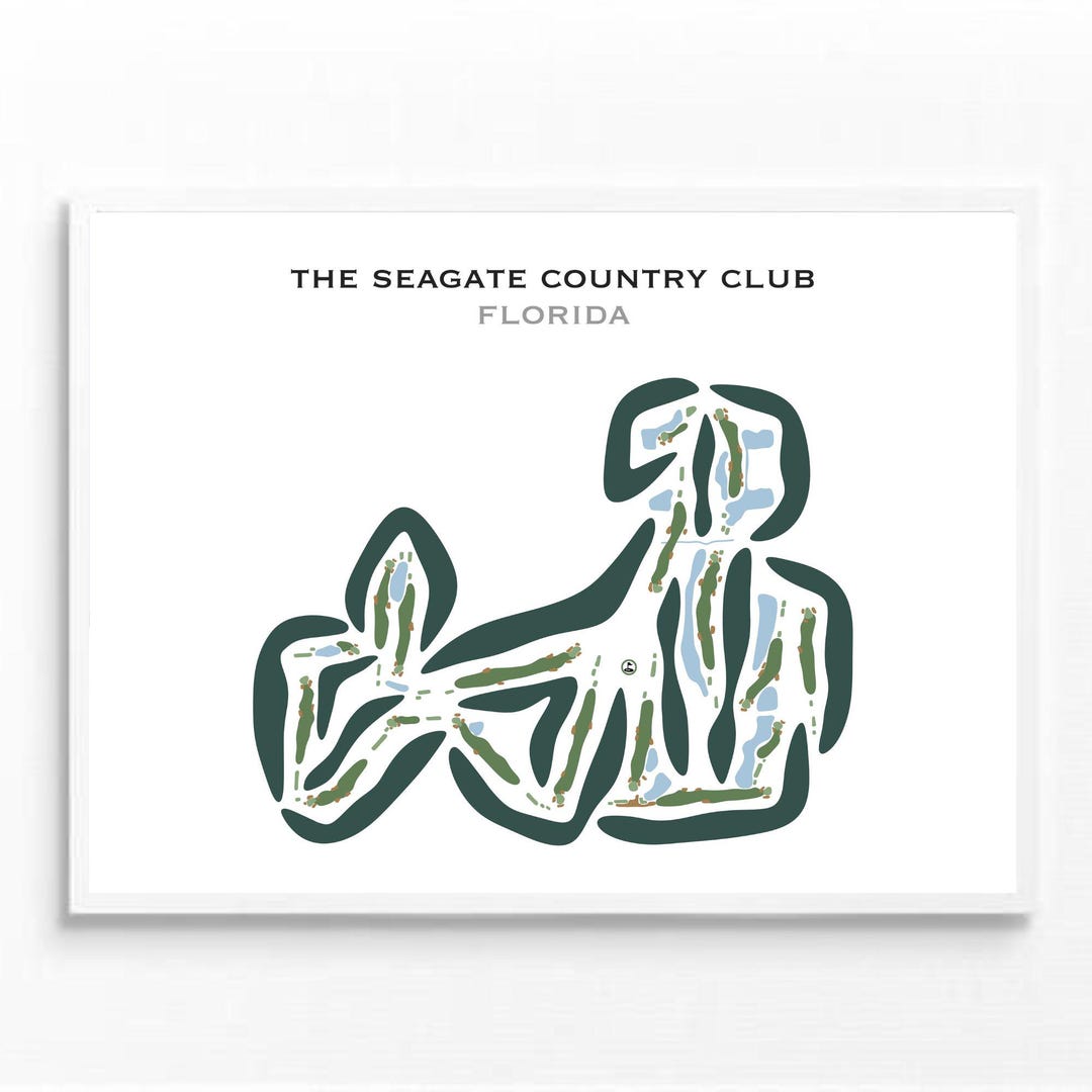 Seagate Country Club, Florida | Golf Course Map, Golf Map, Golfer Gift ...