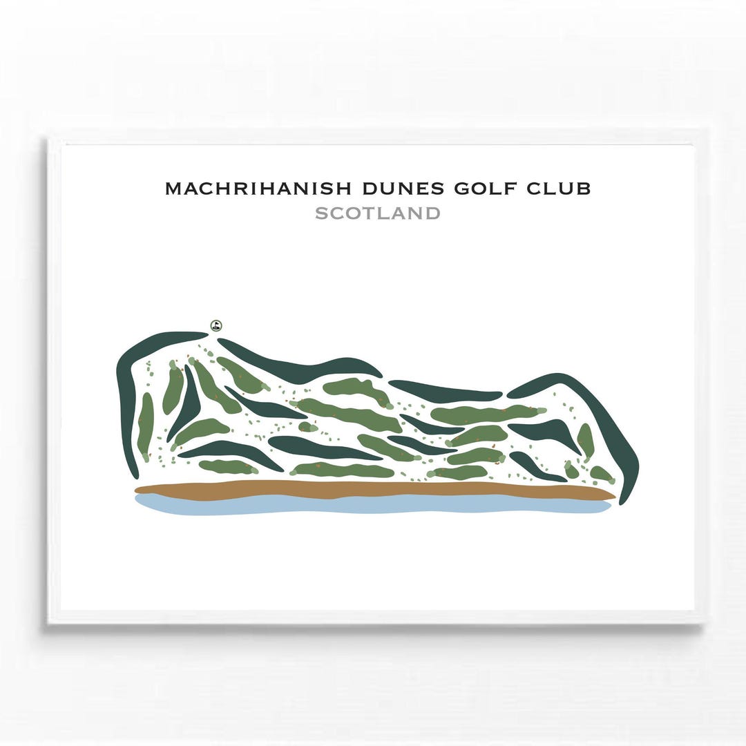 Machrihanish Dunes Golf Club, Scotland Golf Course Map Wall Art, Golfer ...