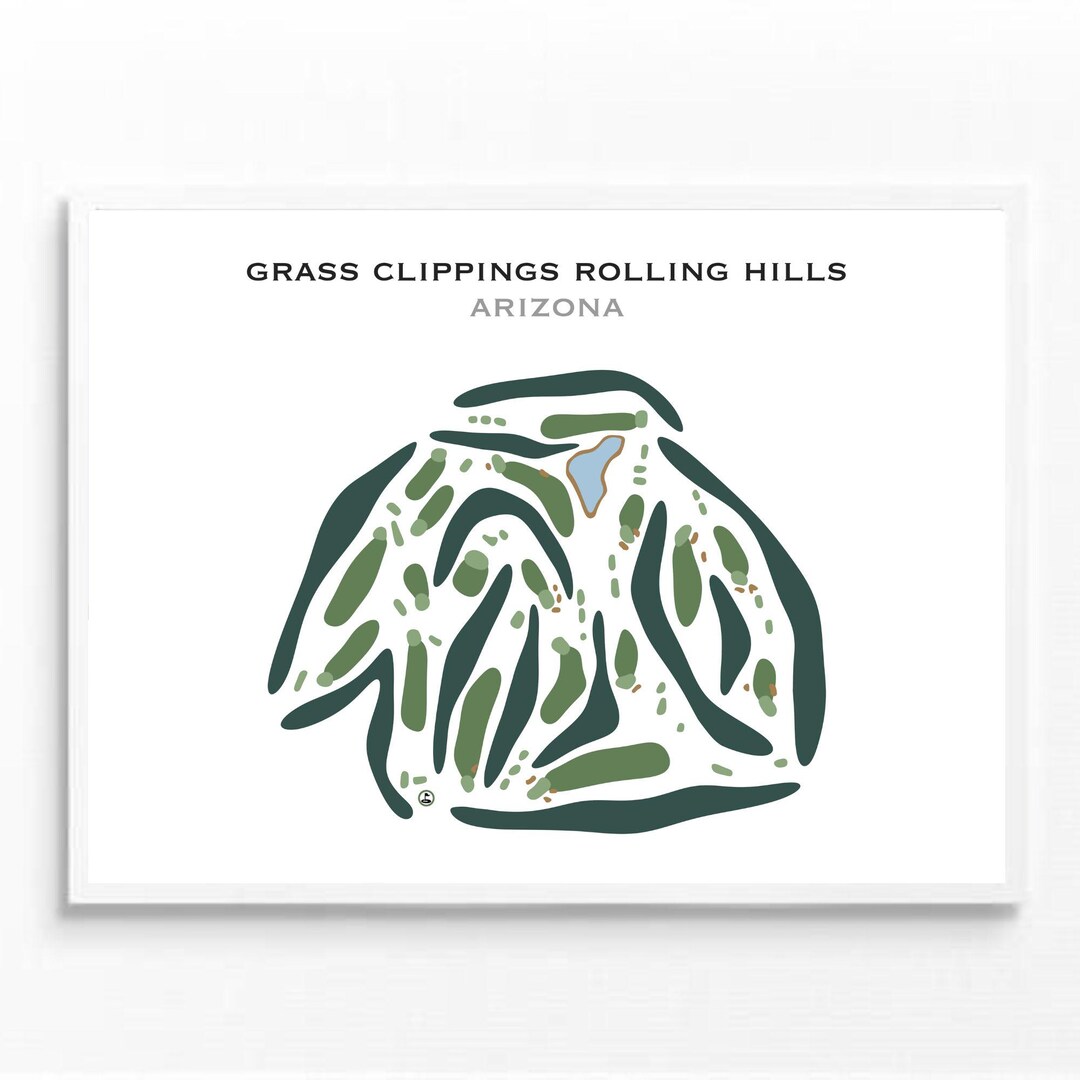 Grass Clippings Rolling Hills, AZ Golf Course Map Wall Art, Golf Gift ...