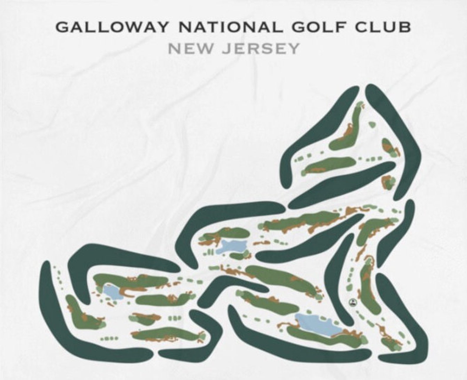 Galloway National Golf Club, NJ Golf Course Map Wall Art, Golfer Lover ...