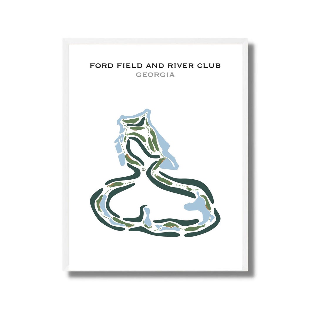 Ford Field & River Club, GA Golf Course Map Wall Art, Golfer Lover Gift ...