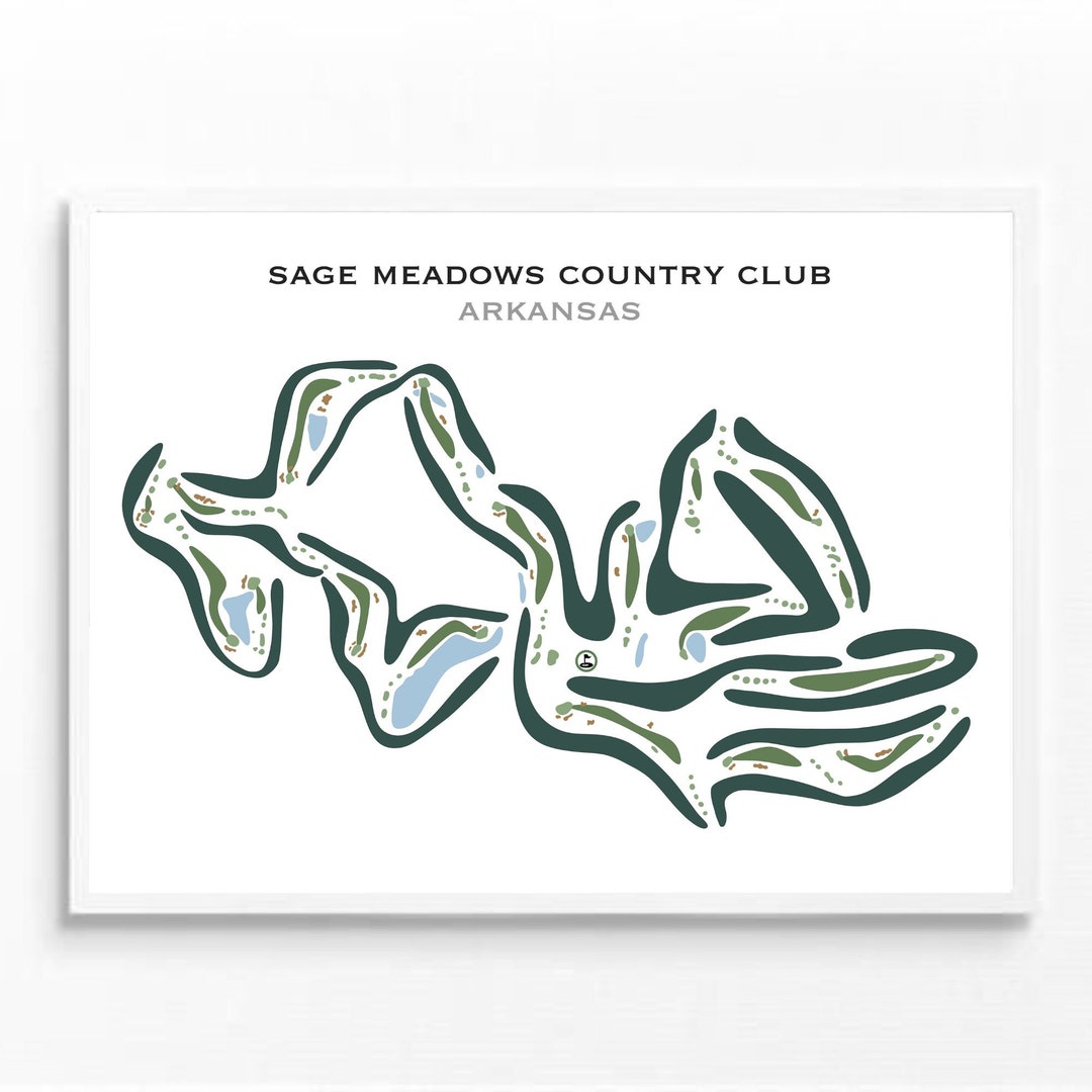 Sage Meadows Country Club, Arkansas, Golf Course Map, Golfer Décor Gift ...