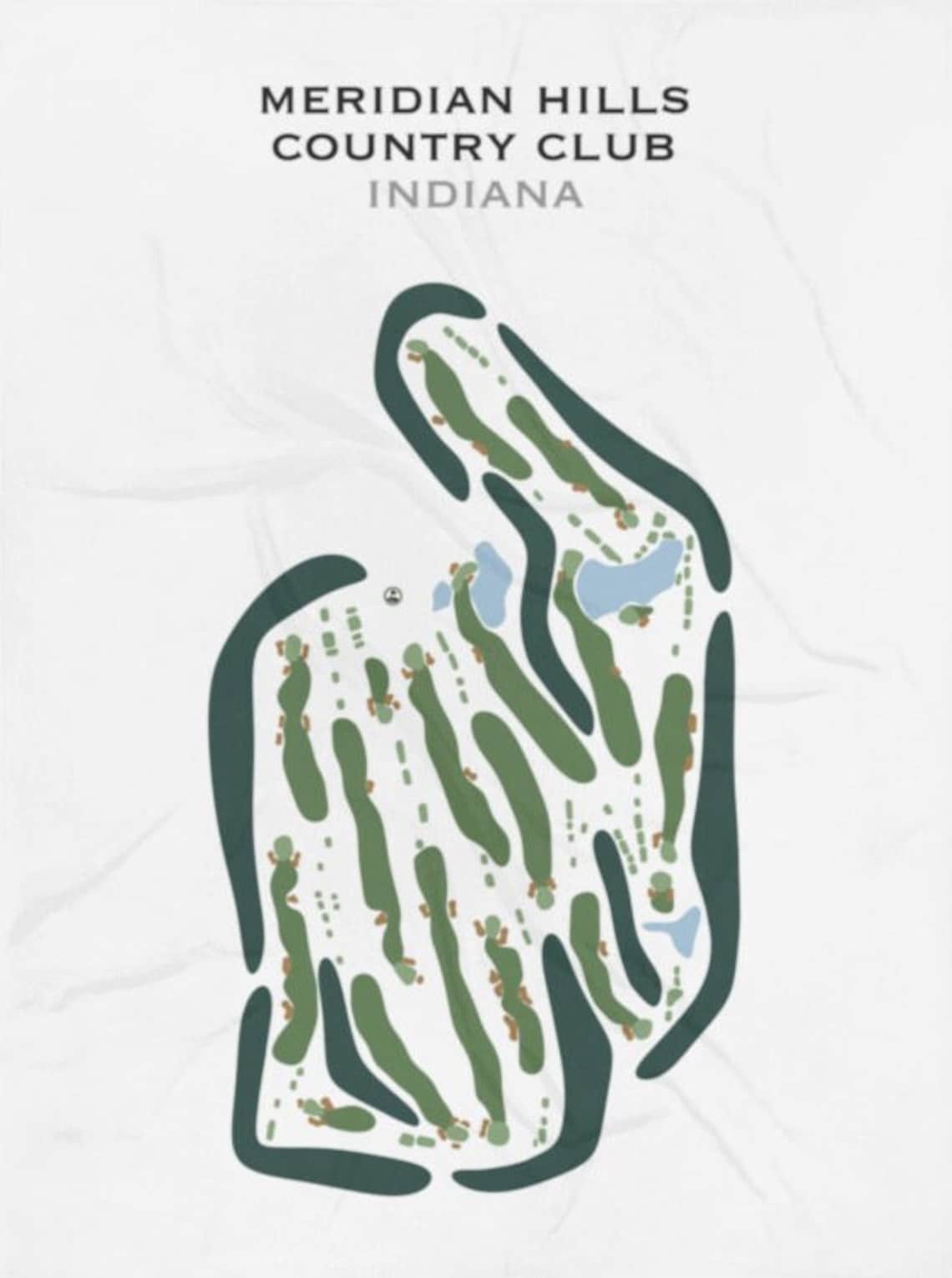Meridian Hills Country Club, IN | Golf Course Map, Decor, Golfer Gift ...
