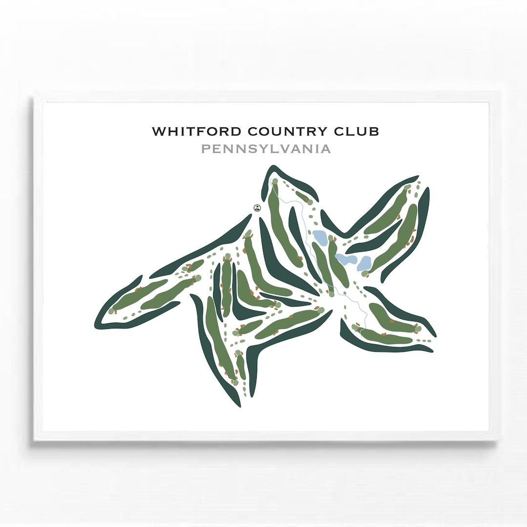 Whitford Country Club, PA | Golf Course Map, Golf Map, Golfer Gift for ...