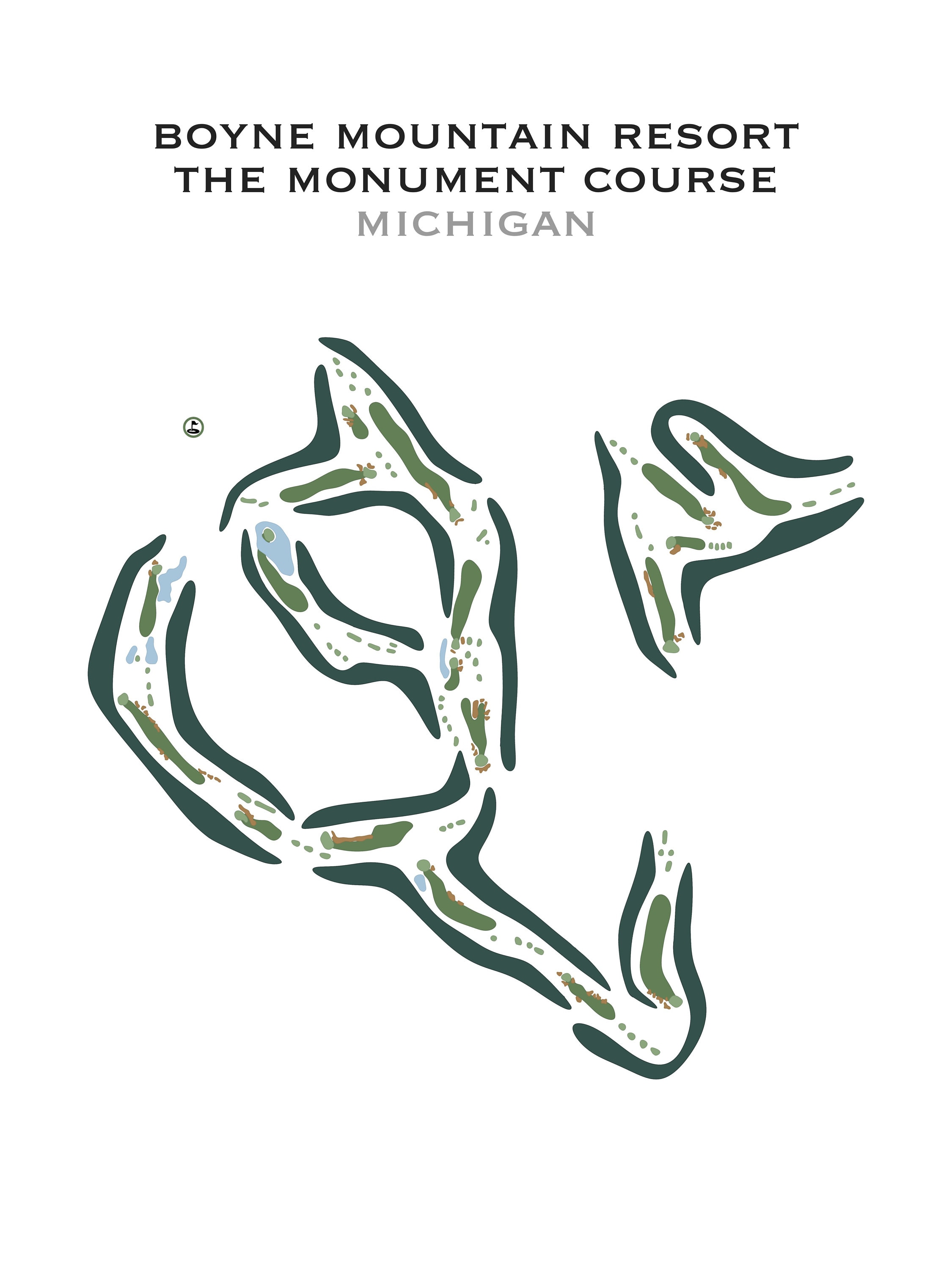 Boyne Mountain Resort, the Monument Course, MI Golf Course Map, Gift ...