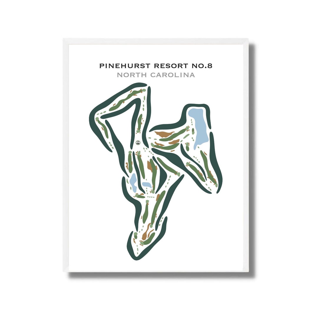 Pinehurst Resort #8, North Carolina Golf Course Map Canvas Art, Golf ...