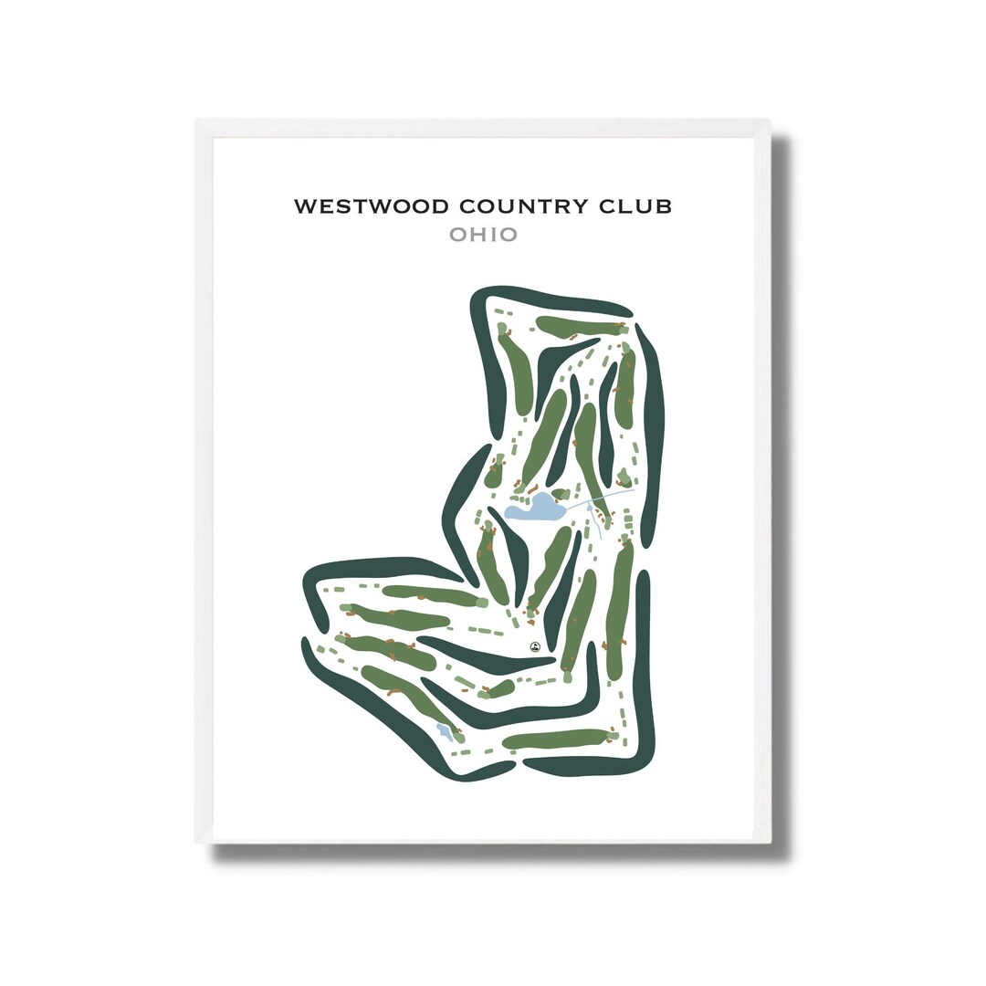 Westwood Country Club, Ohio Golf Course Map Wall Art, Golf Map Canvas ...