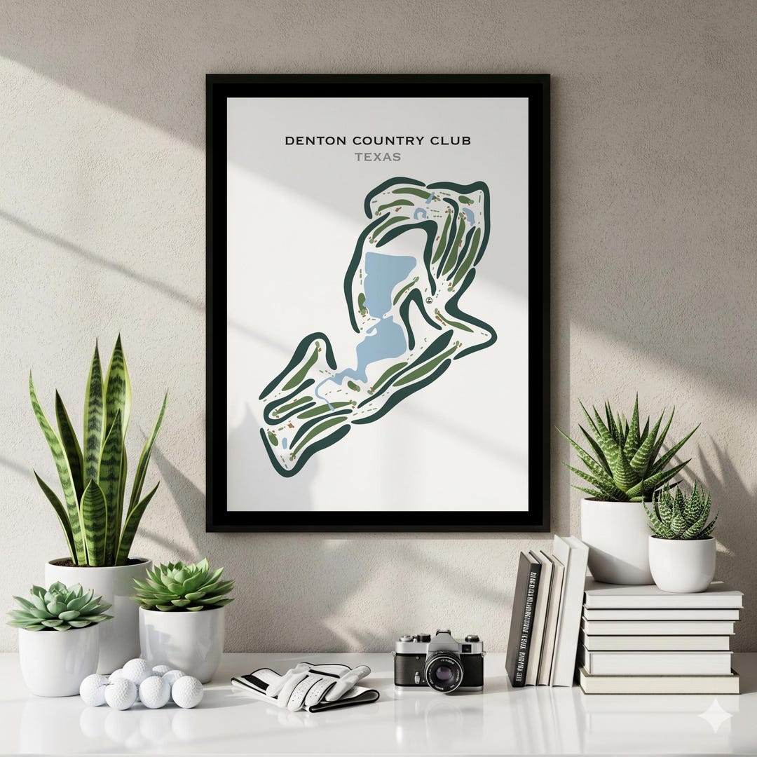 Denton Country Club, Texas | Golf Course Map, Golf Map, Golfer Gift for ...