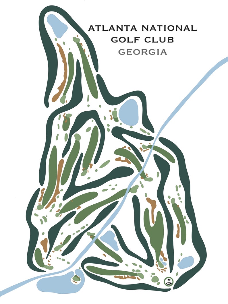 Atlanta National Golf Club Georgia Golf Course Map Golf Art - Etsy