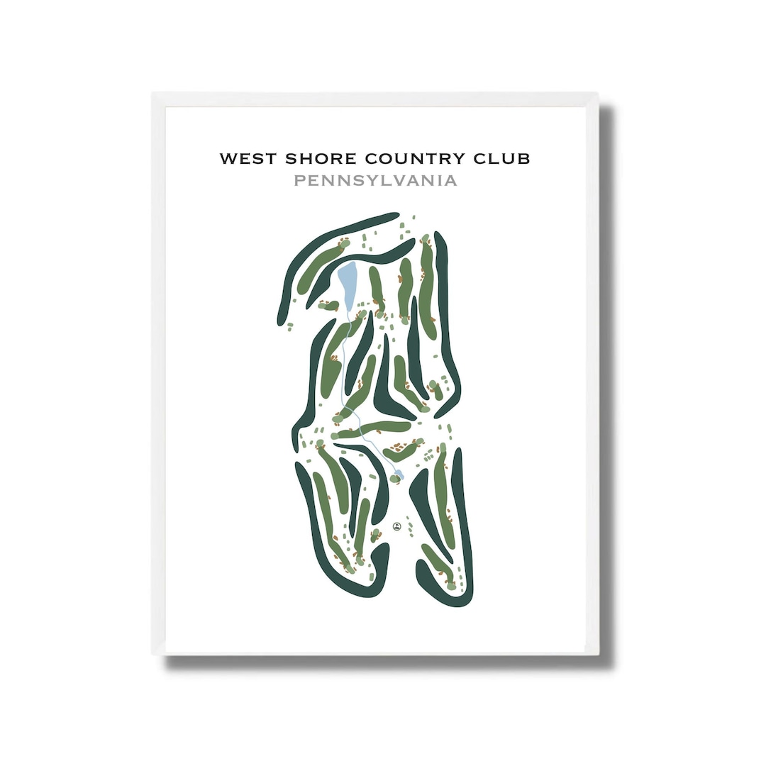 West Shore Country Club, PA Golf Course Map Towel, Golf Map Art Print ...