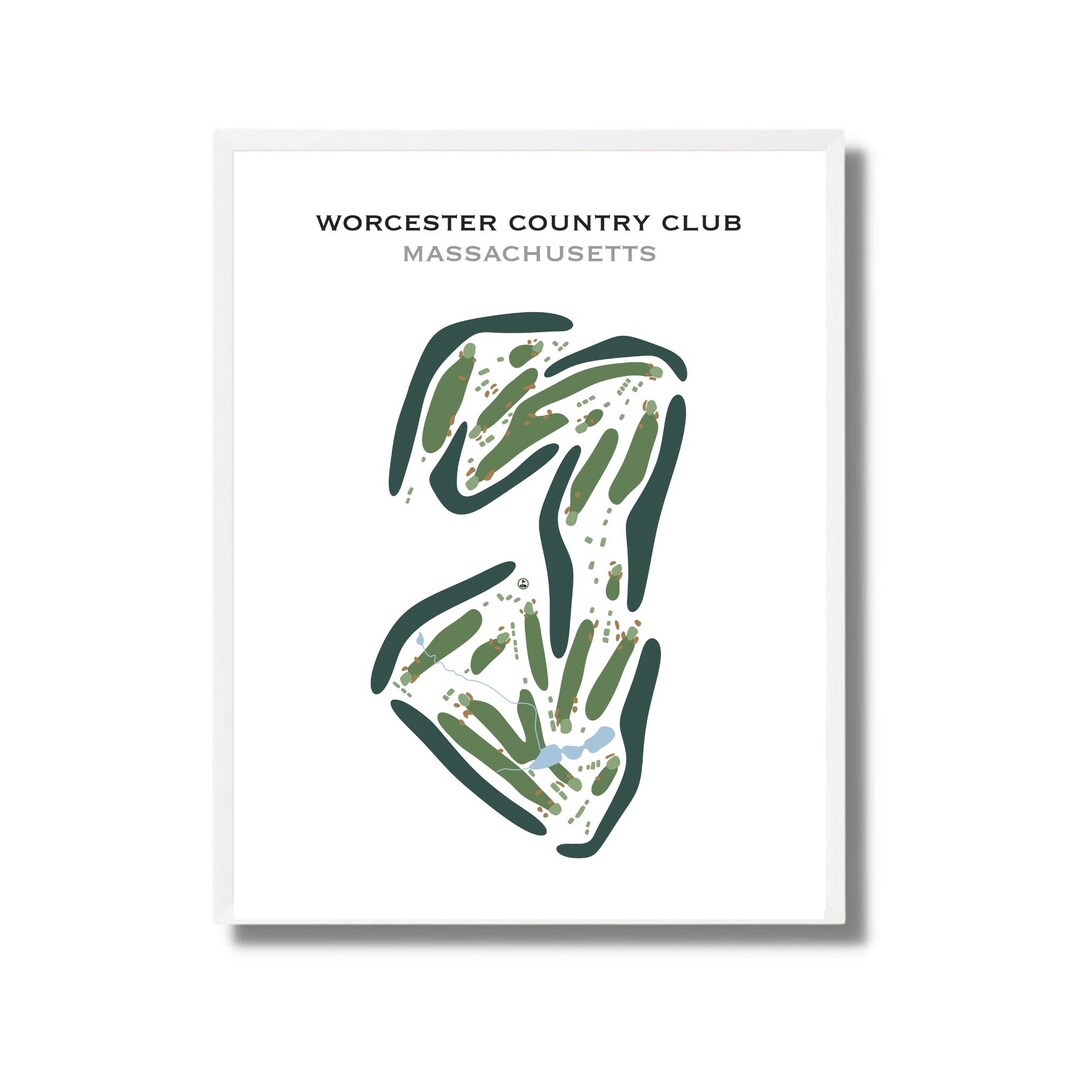 Worcester Country Club, MA Wall Art, Golf Course Map Canvas, Golf Gift ...
